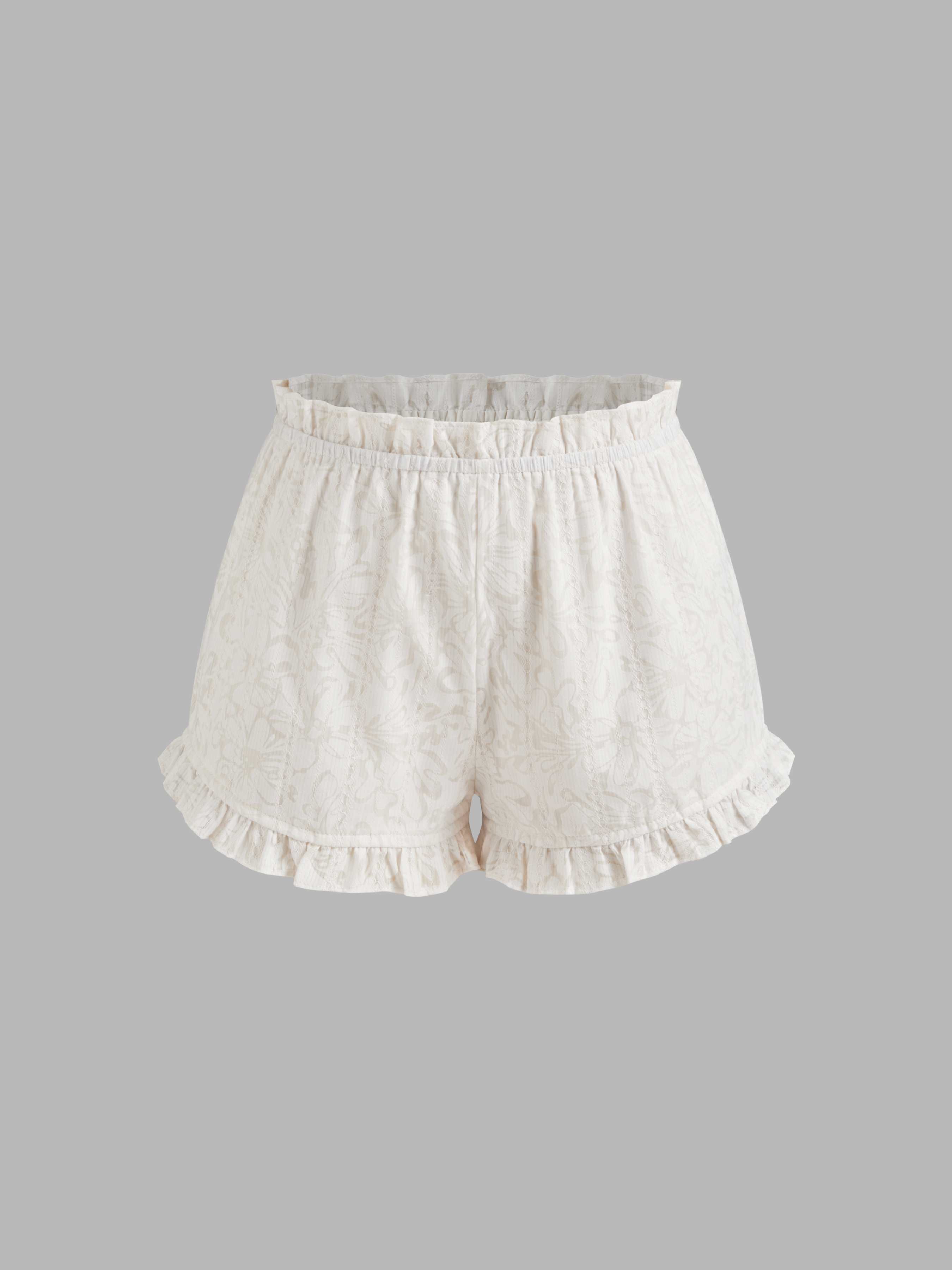 Woven Cotton Cotton-blend Low Rise Lettuce Trim Shorts For Daily Casual