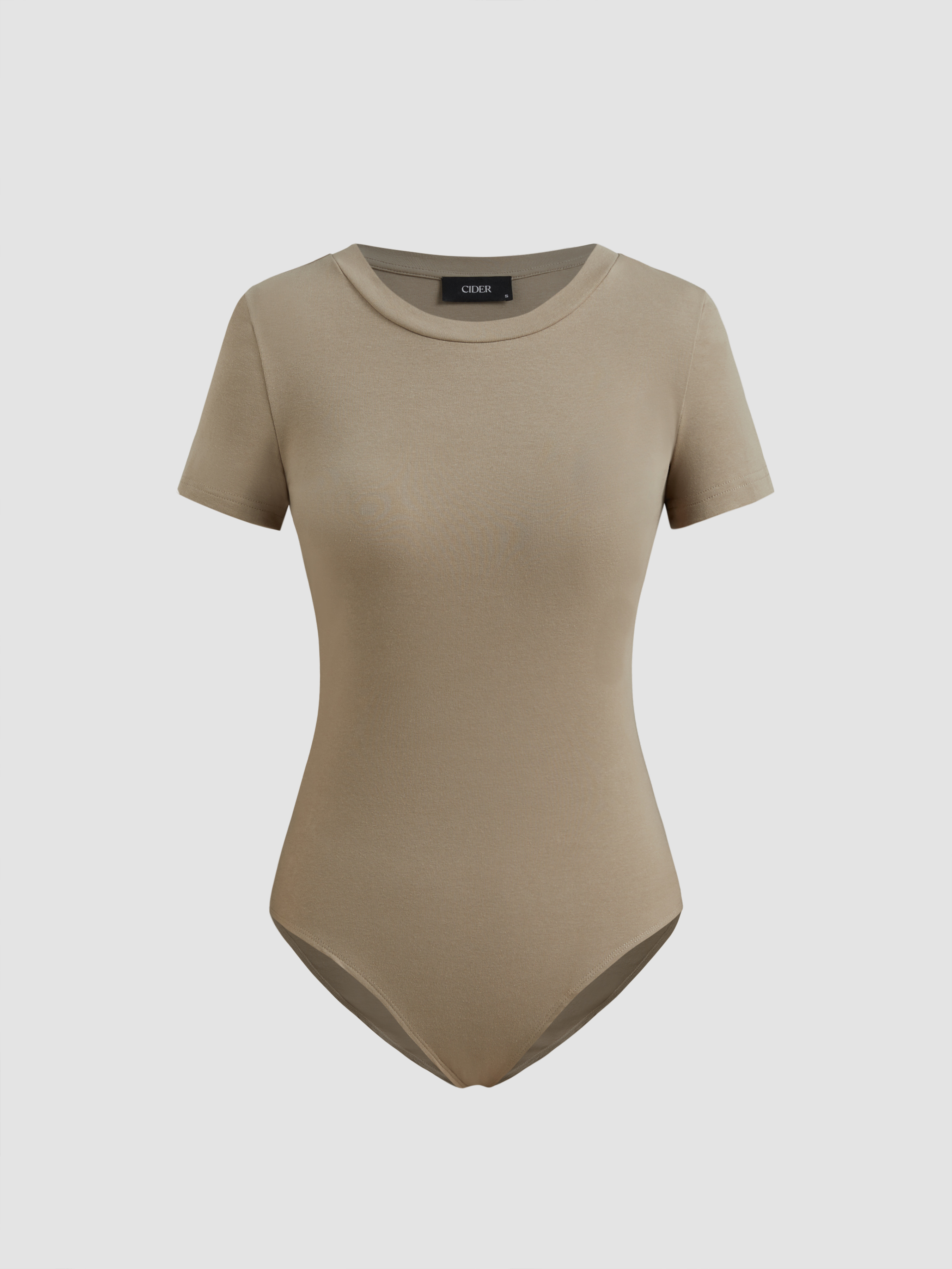 Y2K Outfits Jersey Cotton Cotton-blend Round Neckline Solid Bodysuit For Daily Casual