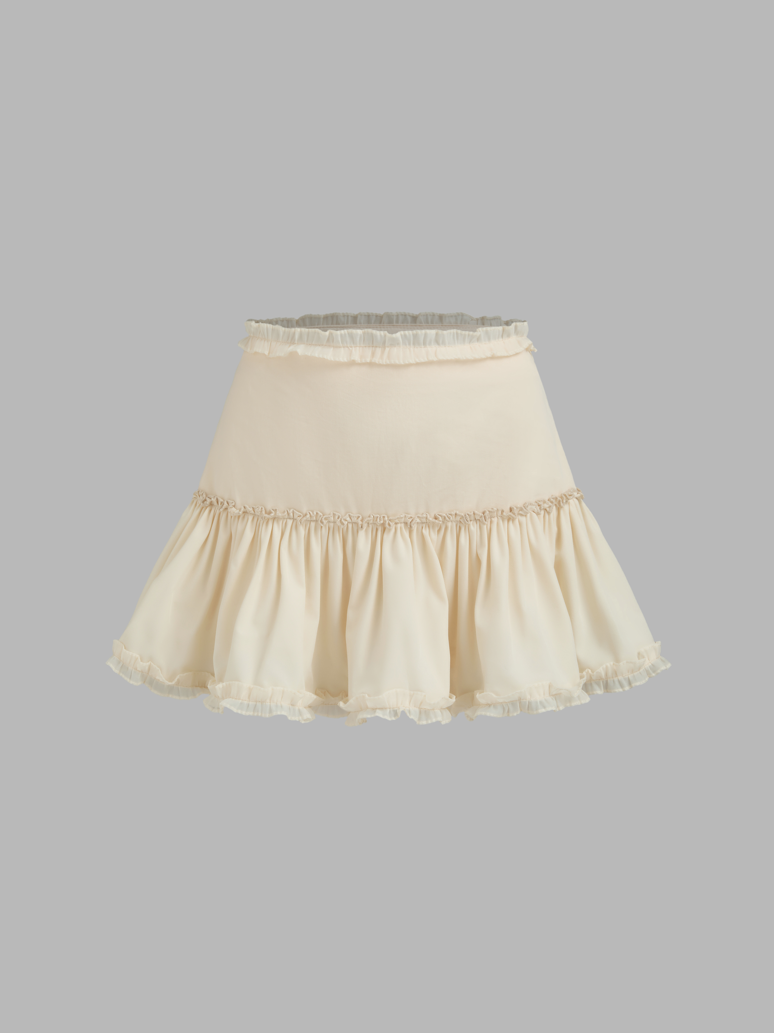 High Rise Lace Trim Ruffle Solid Skort For Date