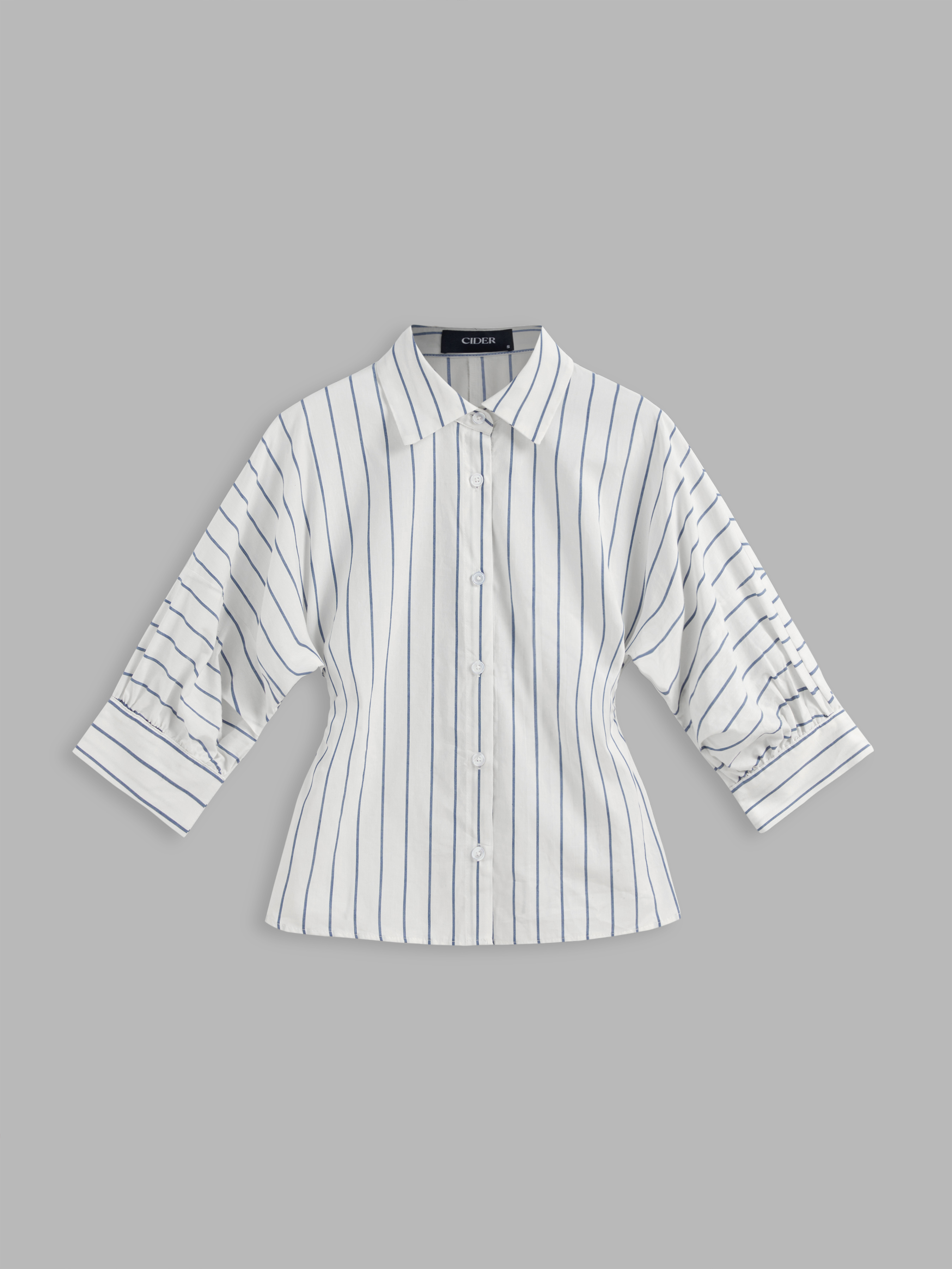 Woven Cotton 100% Cotton Striped Middle Sleeve Shirt For Work