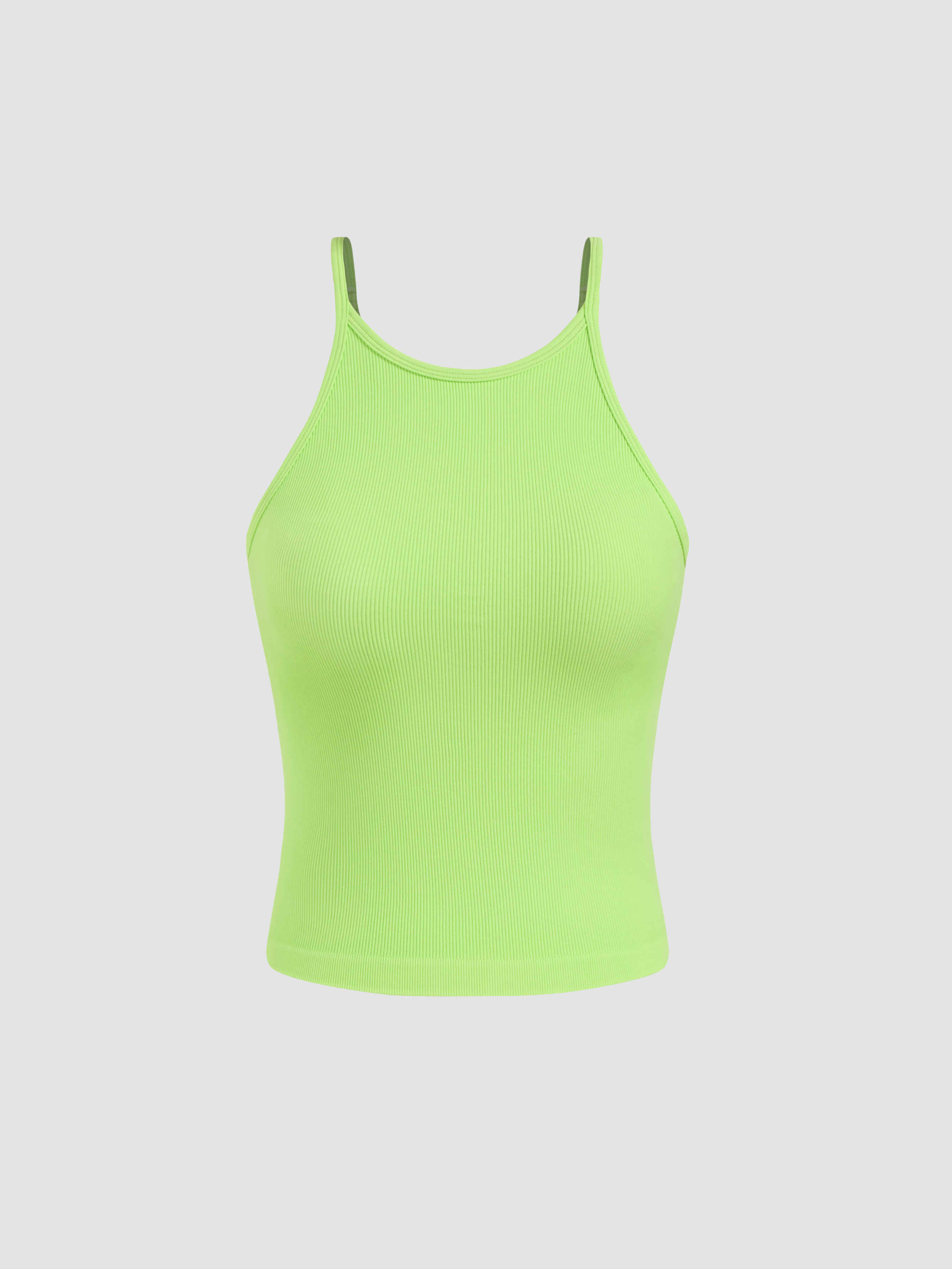 Knit Fabric Seamless U-neckline Solid Cami Top