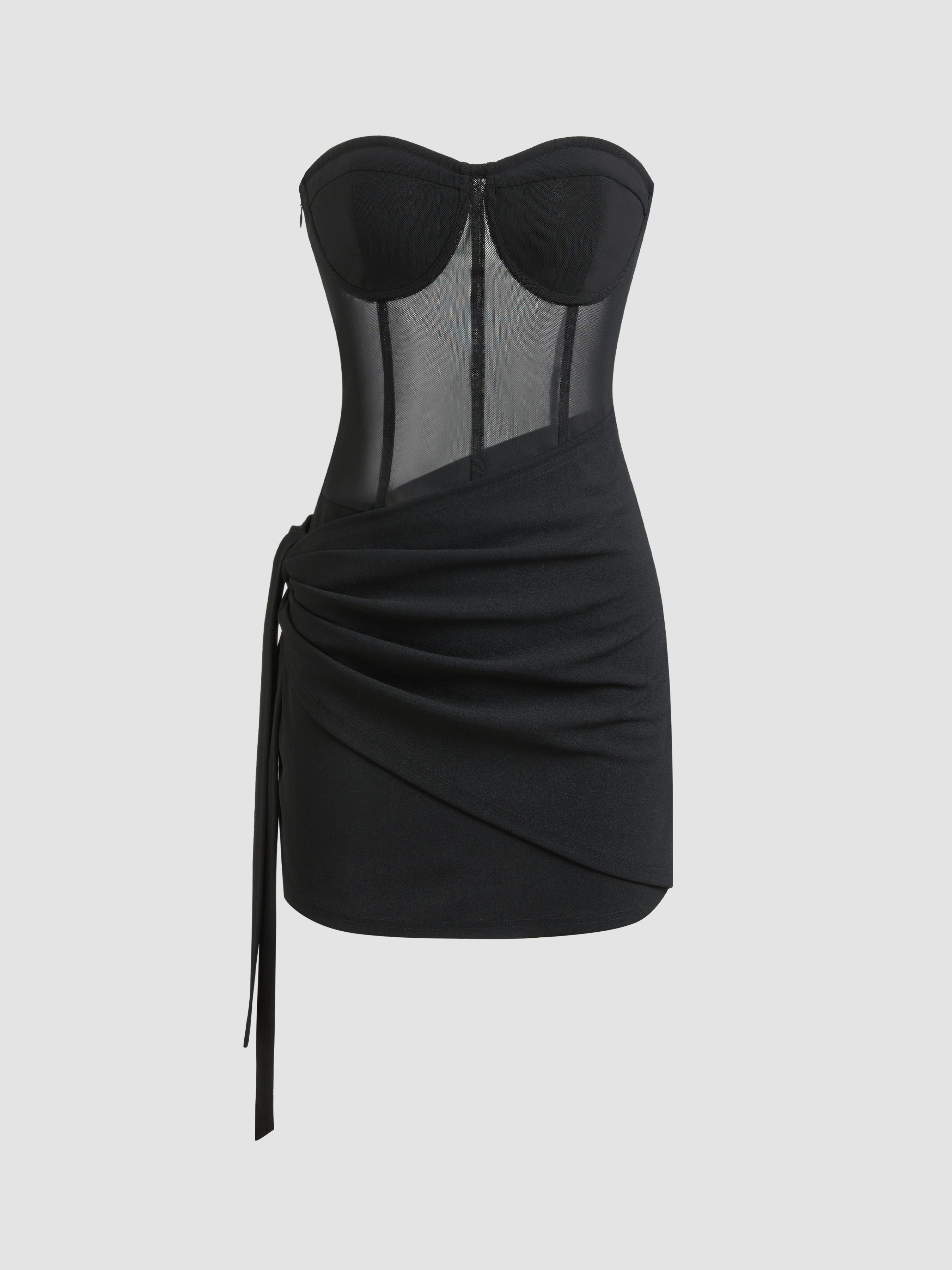 Mesh Mesh Solid Corset Tube Mini Dress For Music Festival/Live House Party/Clubbing