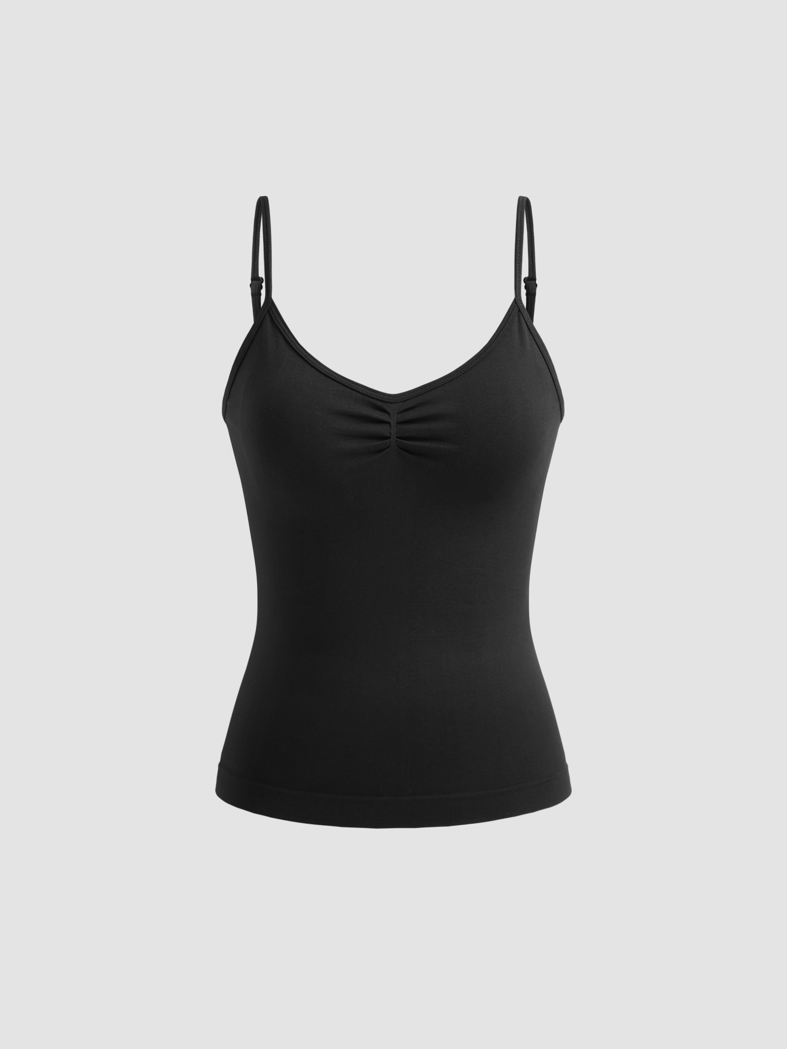 Jersey Seamless Sweetheart Solid Cami Top For Daily Casual
