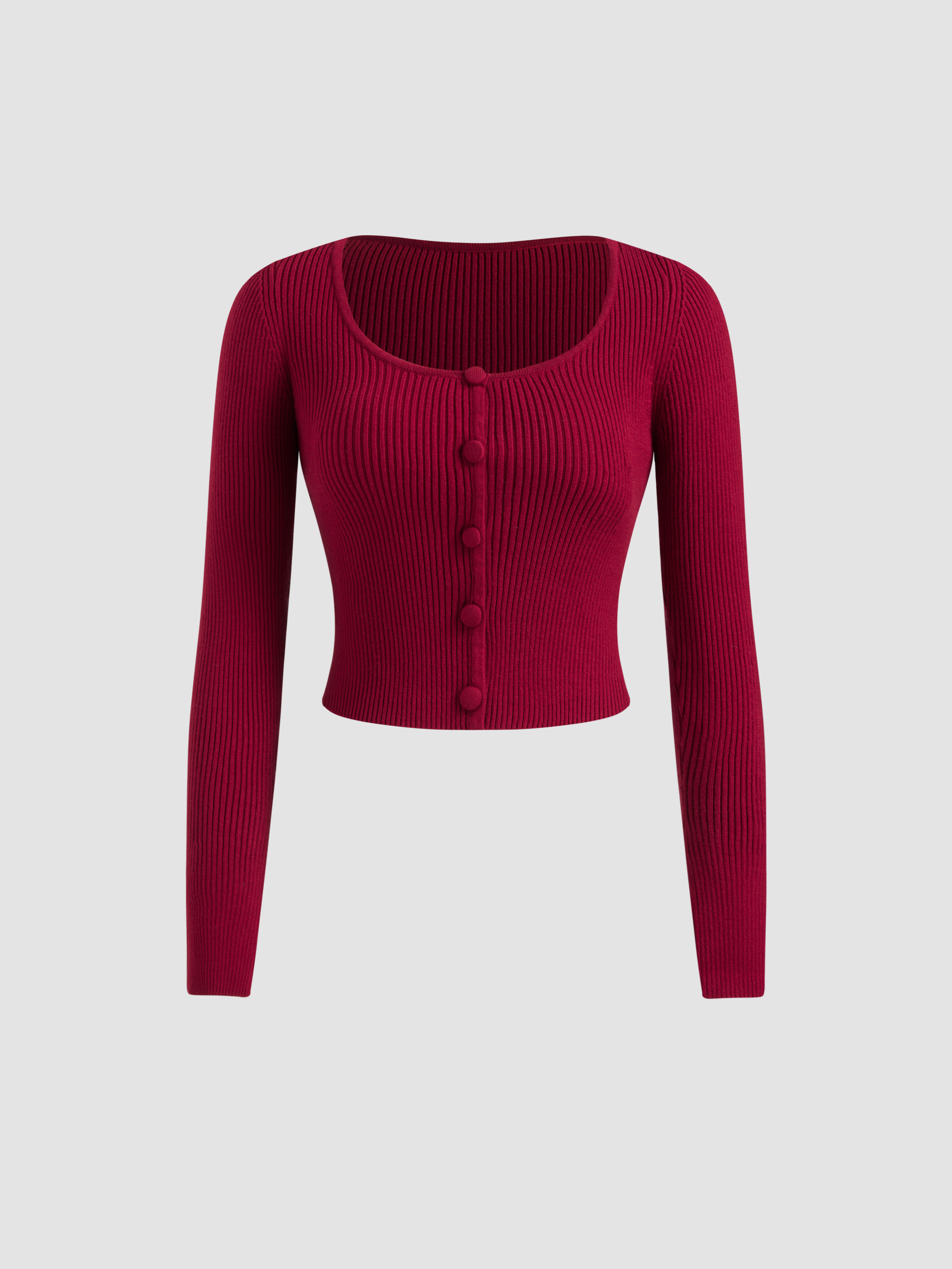 Knit Fabric Knit Round Neckline Solid Button Cardigan For Daily Casual