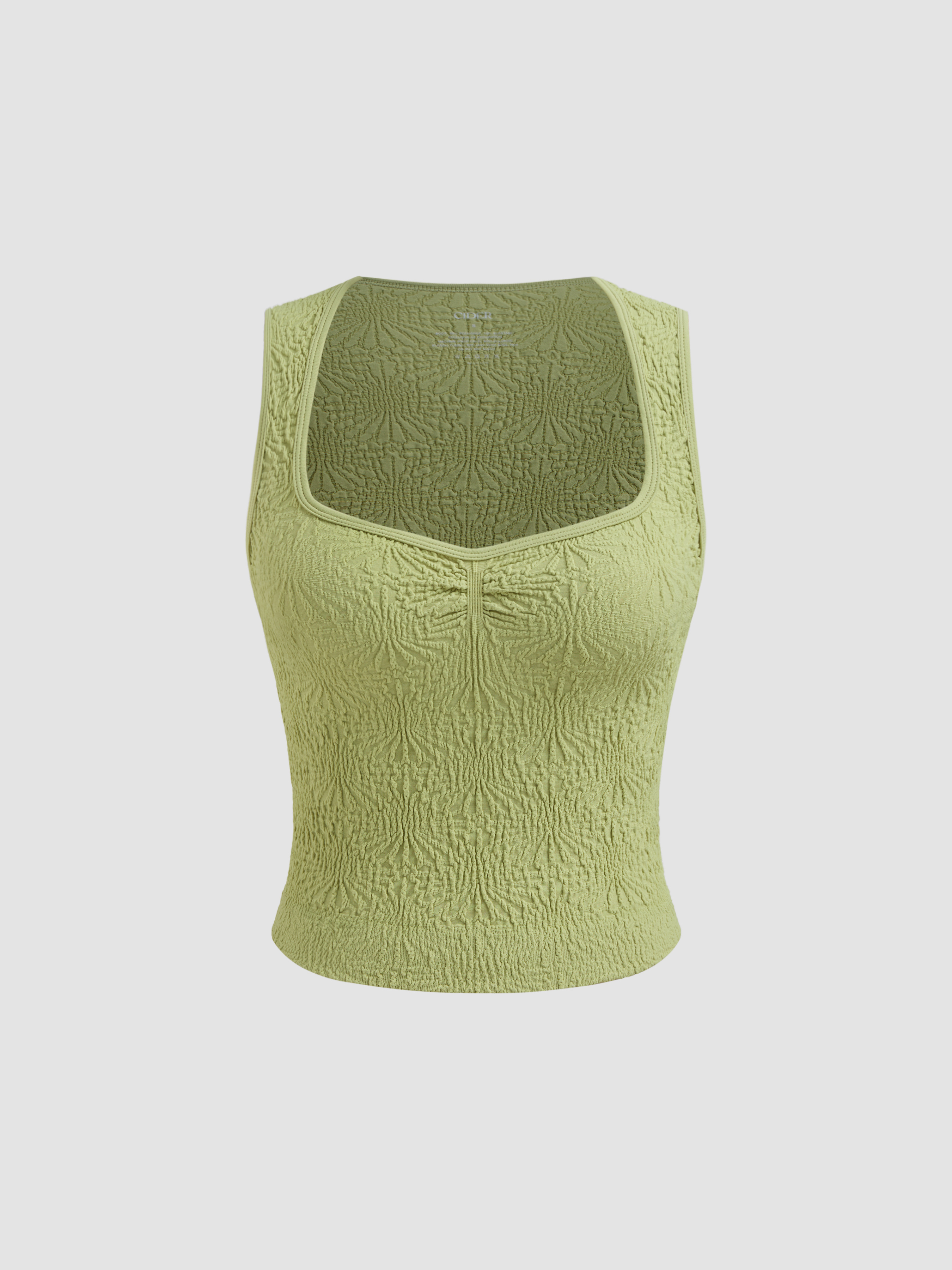 Jacquard Seamless Jacquard Sweetheart Neckline Solid Texture Crop Tank ...