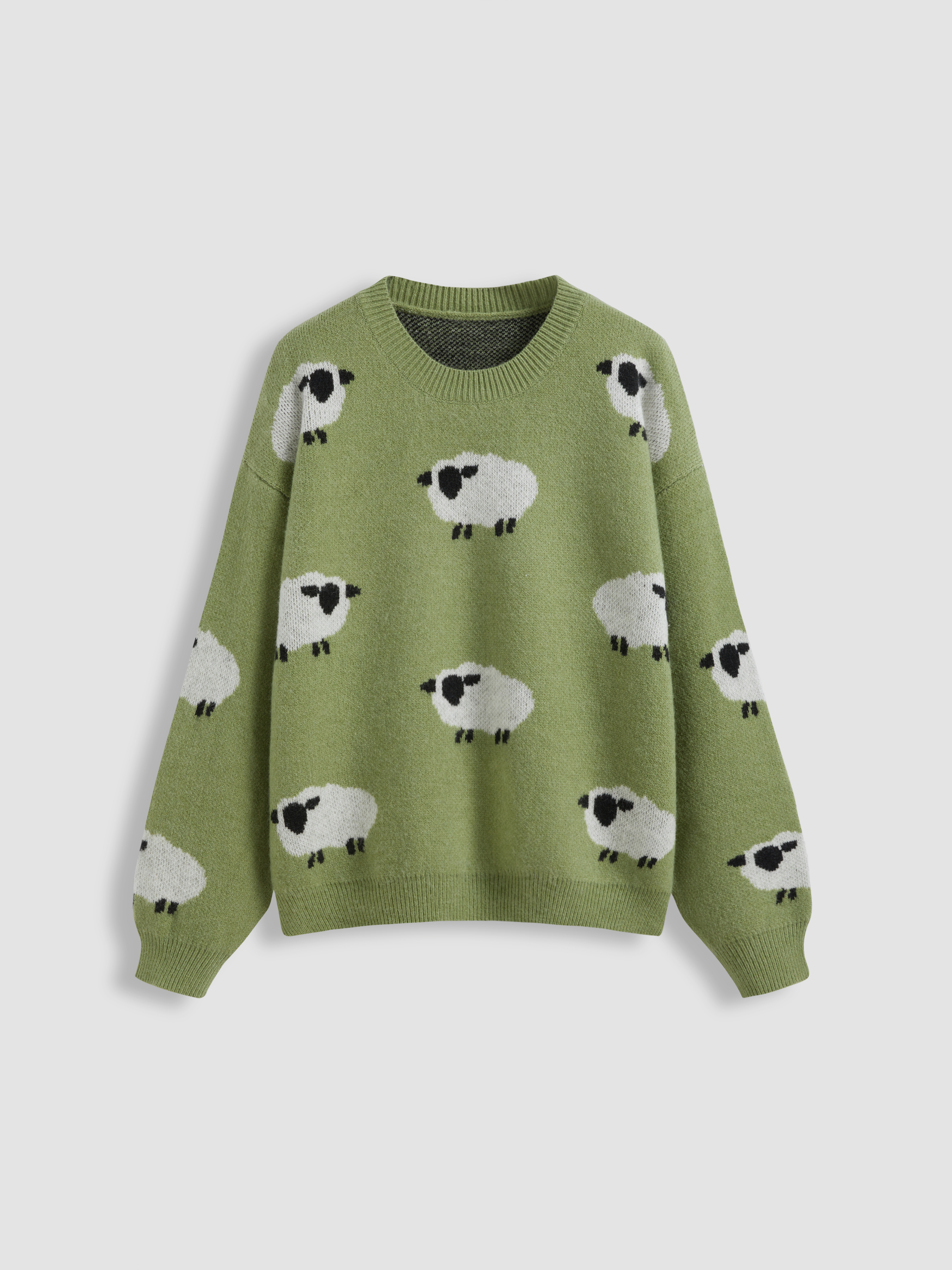 Countryside Core Knit Fabric Knitted Round Neckline Sheep Oversized ...