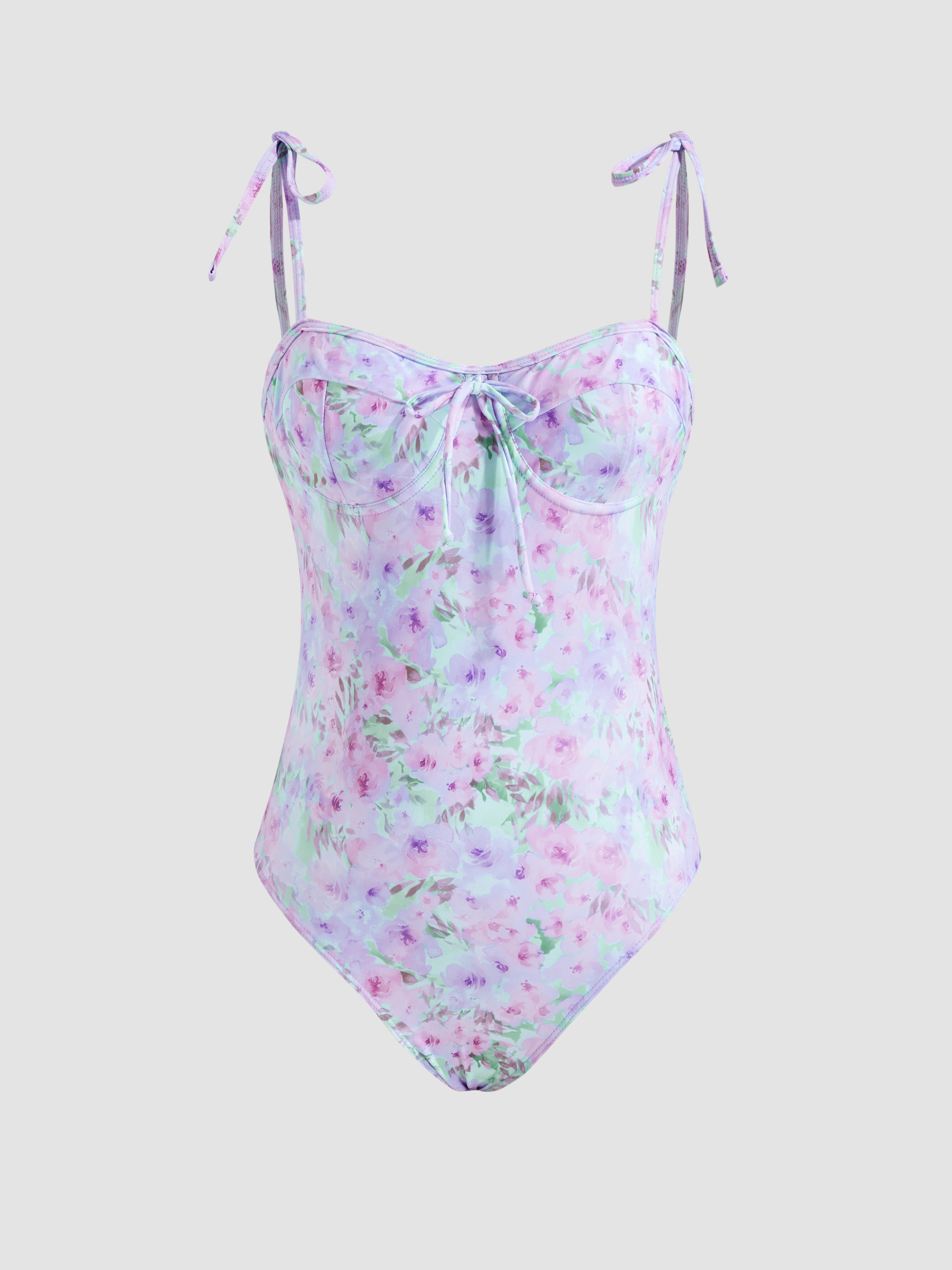 Knit Fabric Floral Sea Underwire One Piece Swimsuit Knit Fabric Floral Sea Underwire One Piece Swimsuit