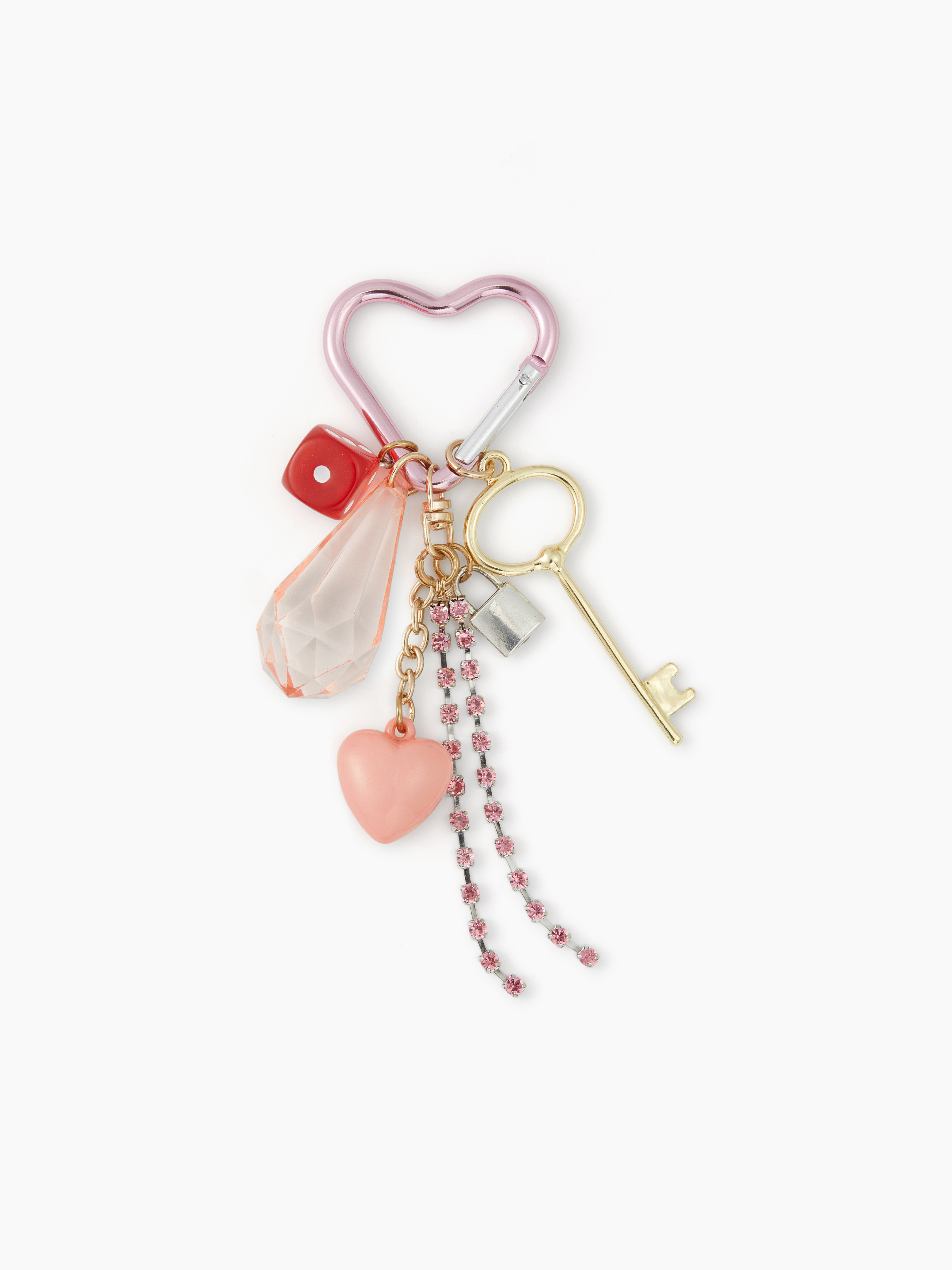 HEART & KEY & DICE RHINESTONE BAG CHARM