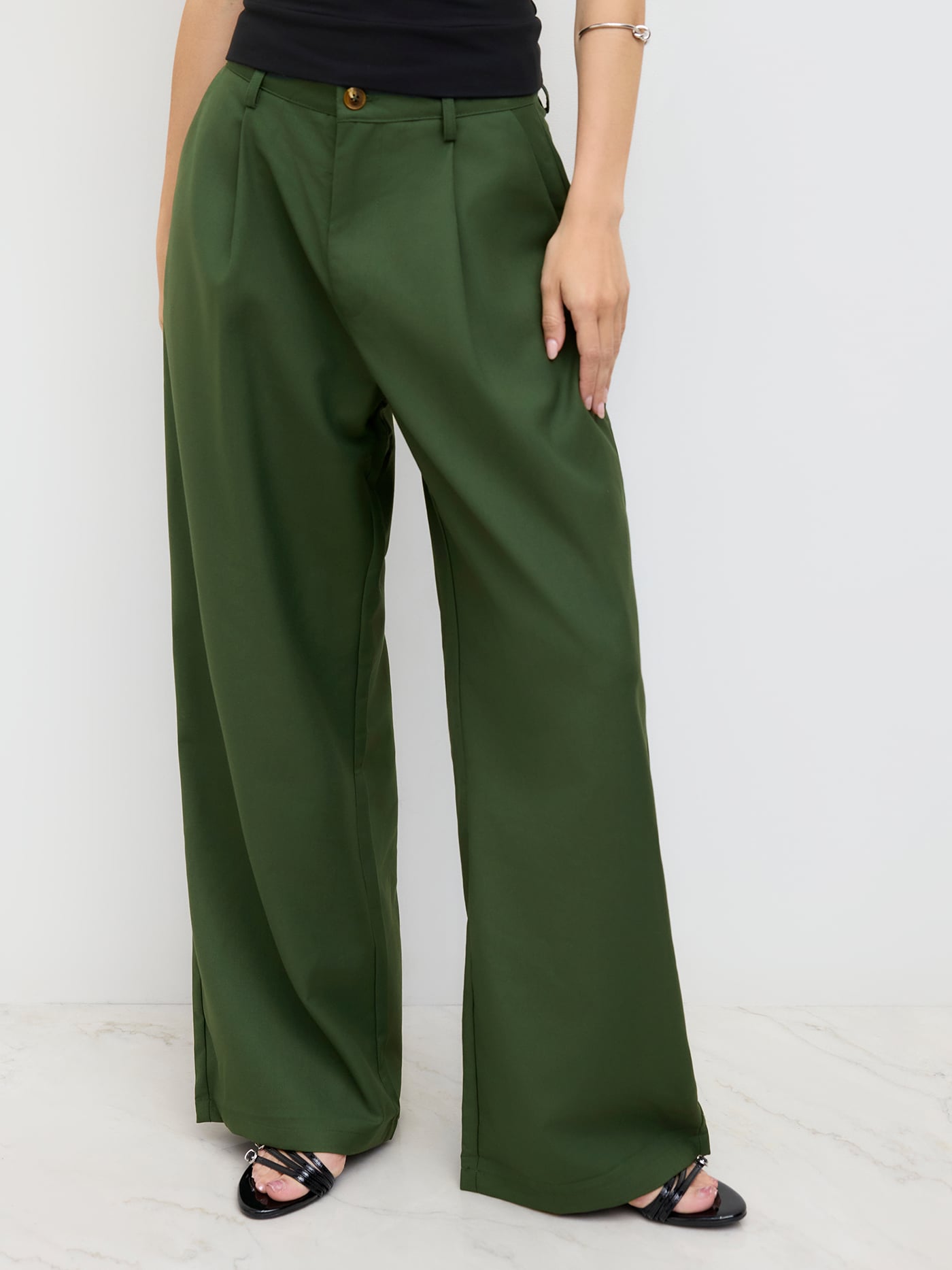 Acubi Woven Mid Rise Straight Leg Trousers