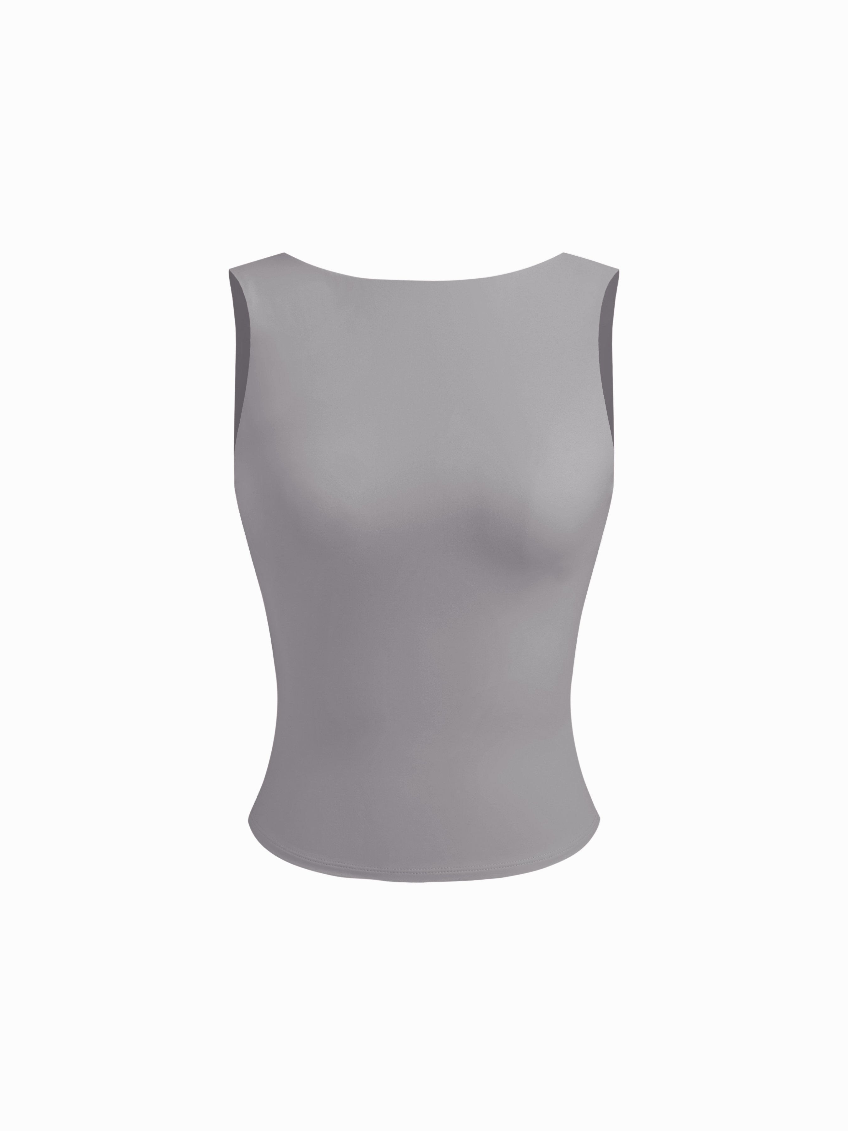 Knit Fabric CDR CIDERAIRY™ Boat Neck Open Back Tank For Daily Casual ...