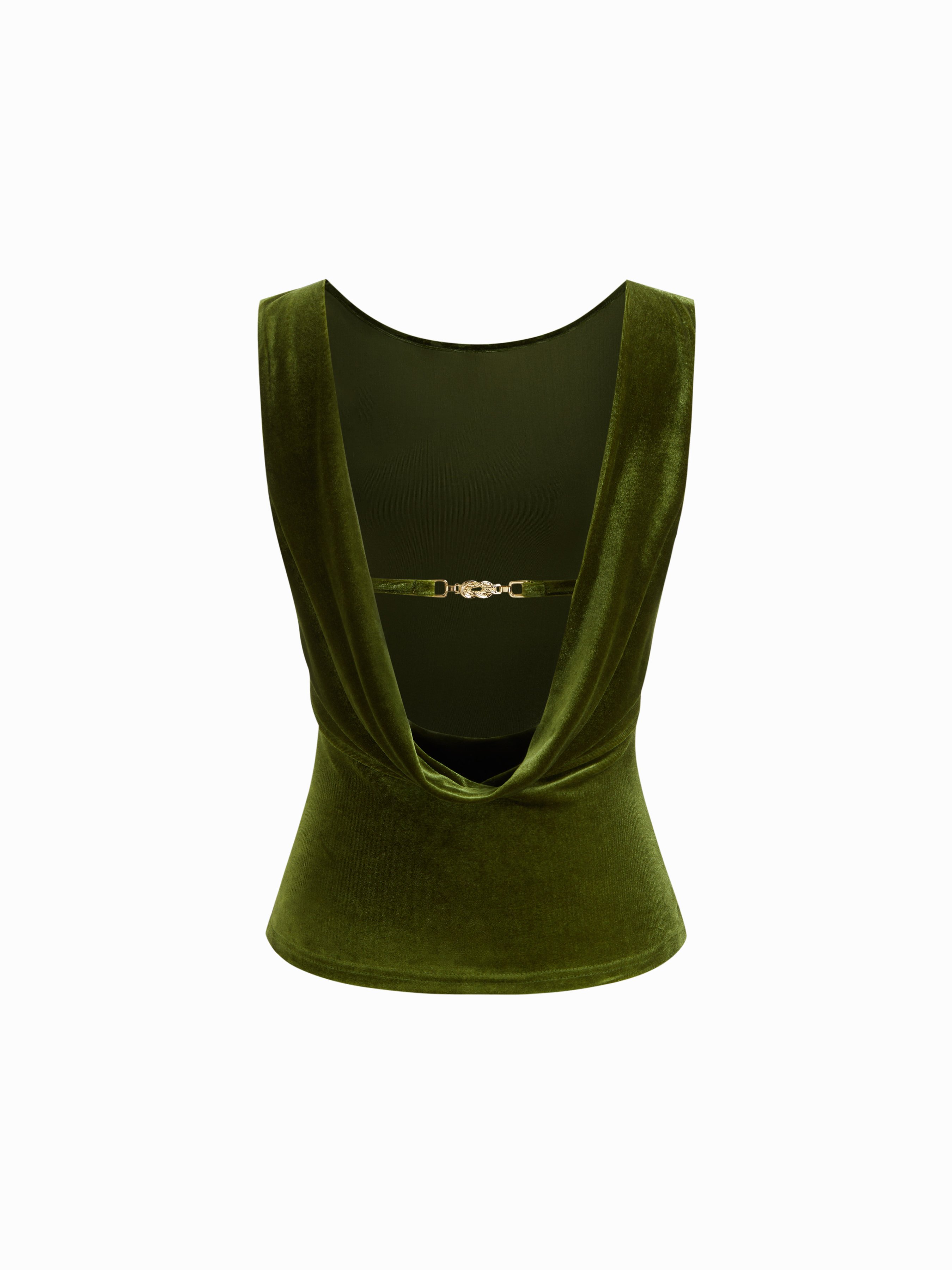 Velvet Velvet Boat Neck Backless Metal Detail Tank Top For Daily Casual