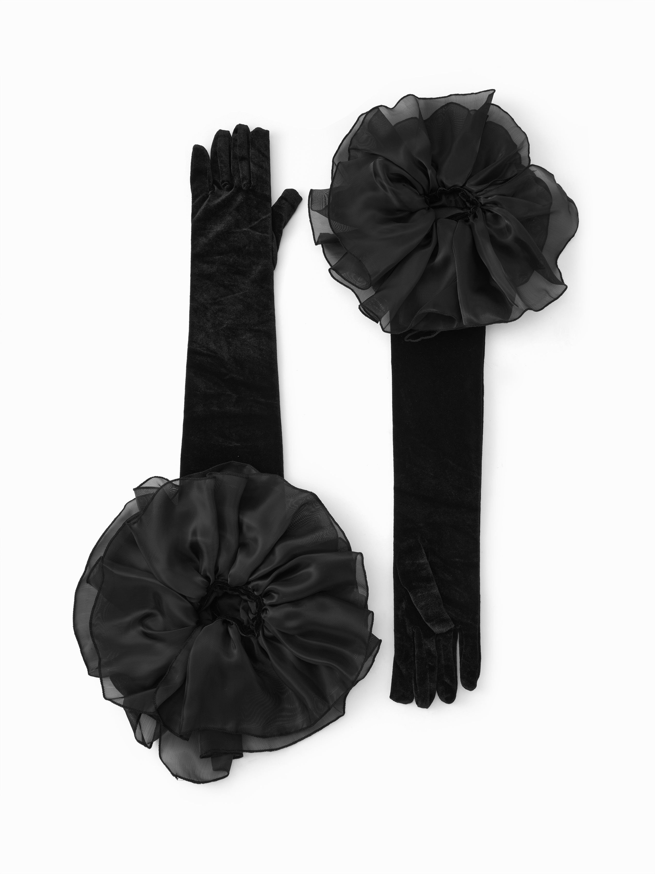 RUFFLED VELVET LONG GLOVES For Party/Clubbing
