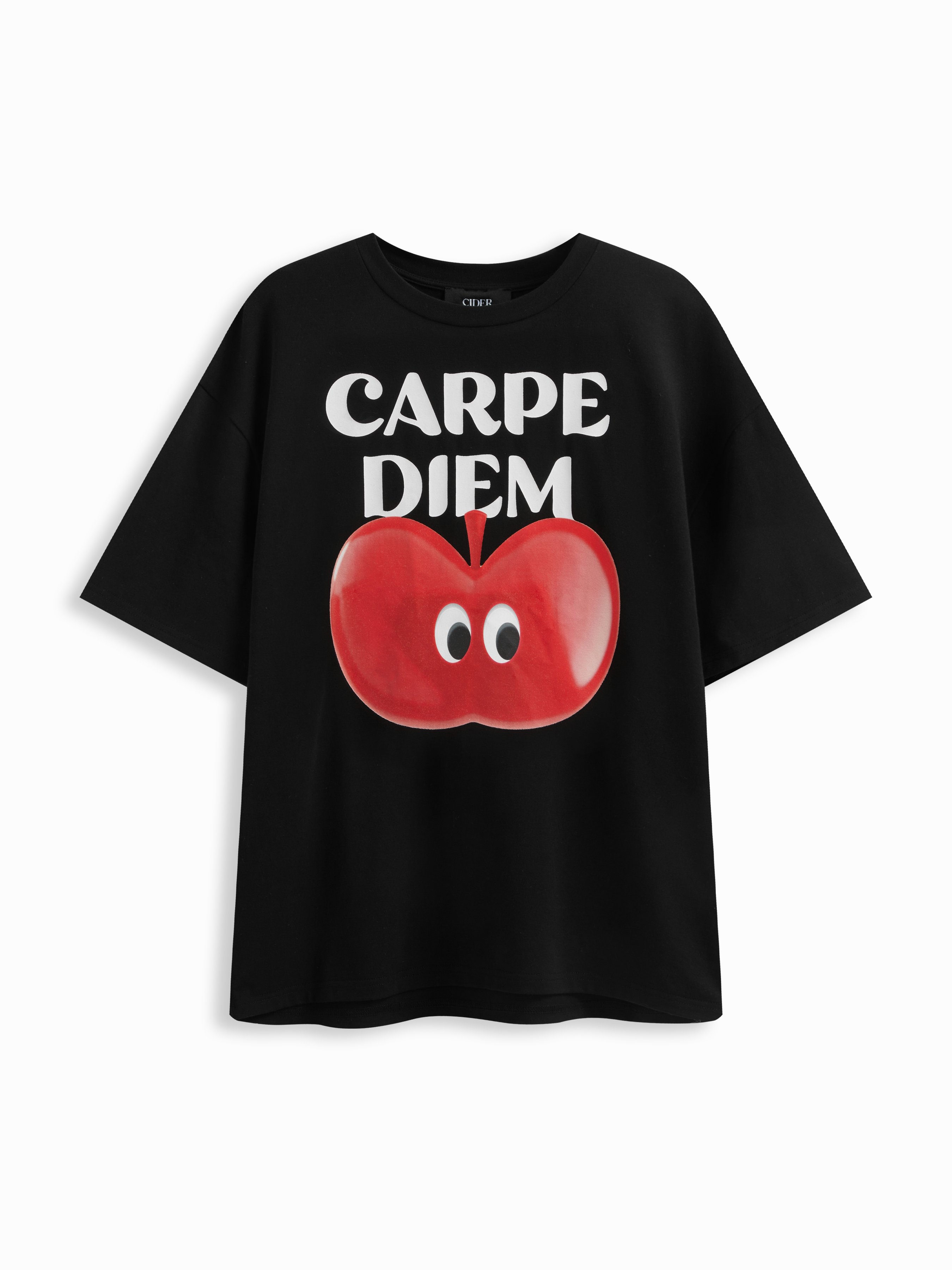 Knit Fabric Carpe Diem Cider Icon Graphic Cotton-blend Oversized Tee ...