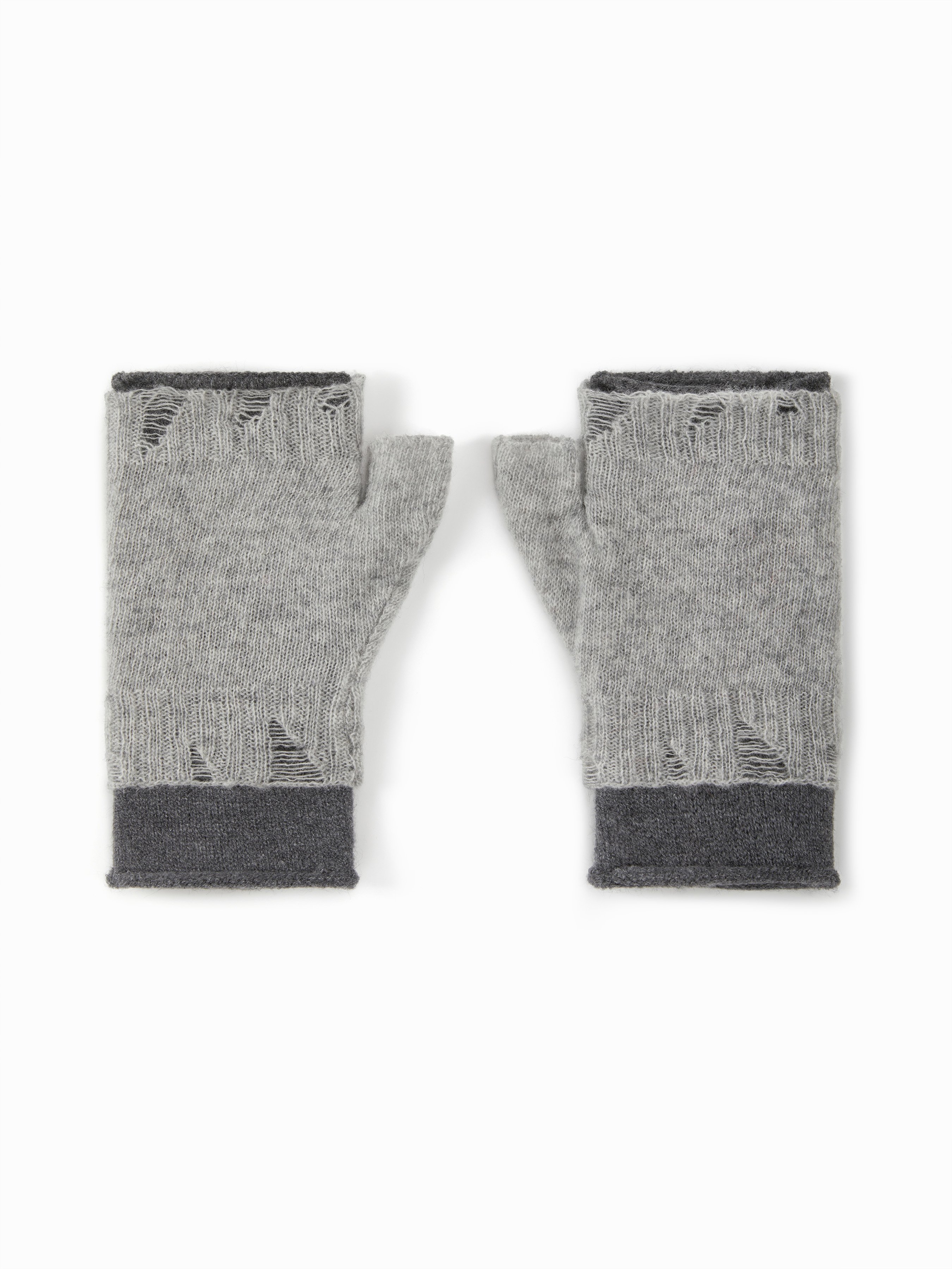 TWO-TONE KNITTED FINGERLESS GLOVES For Daily Casual