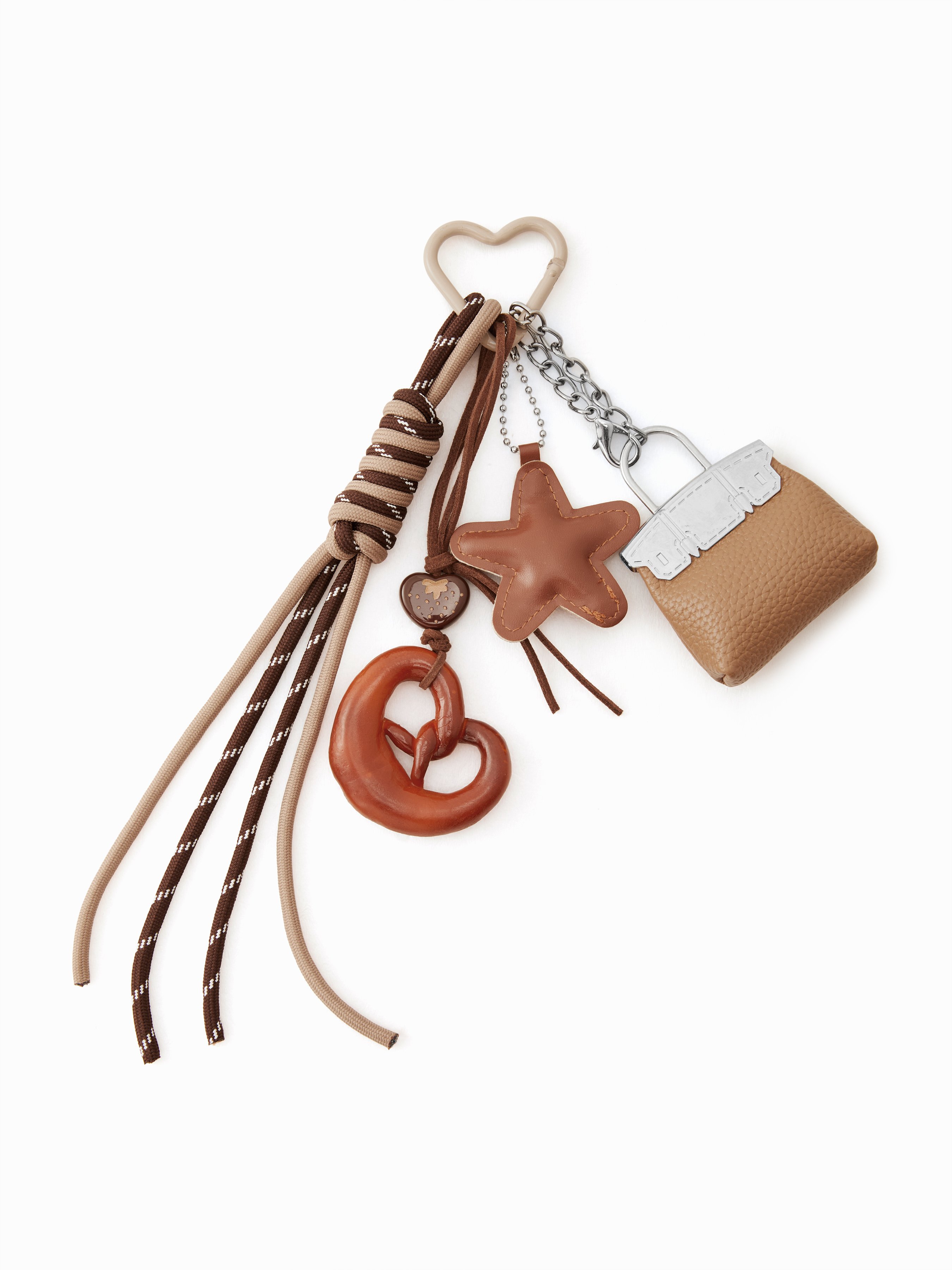 BAG & STAR & PRETZEL KEYCHAIN For Daily Casual