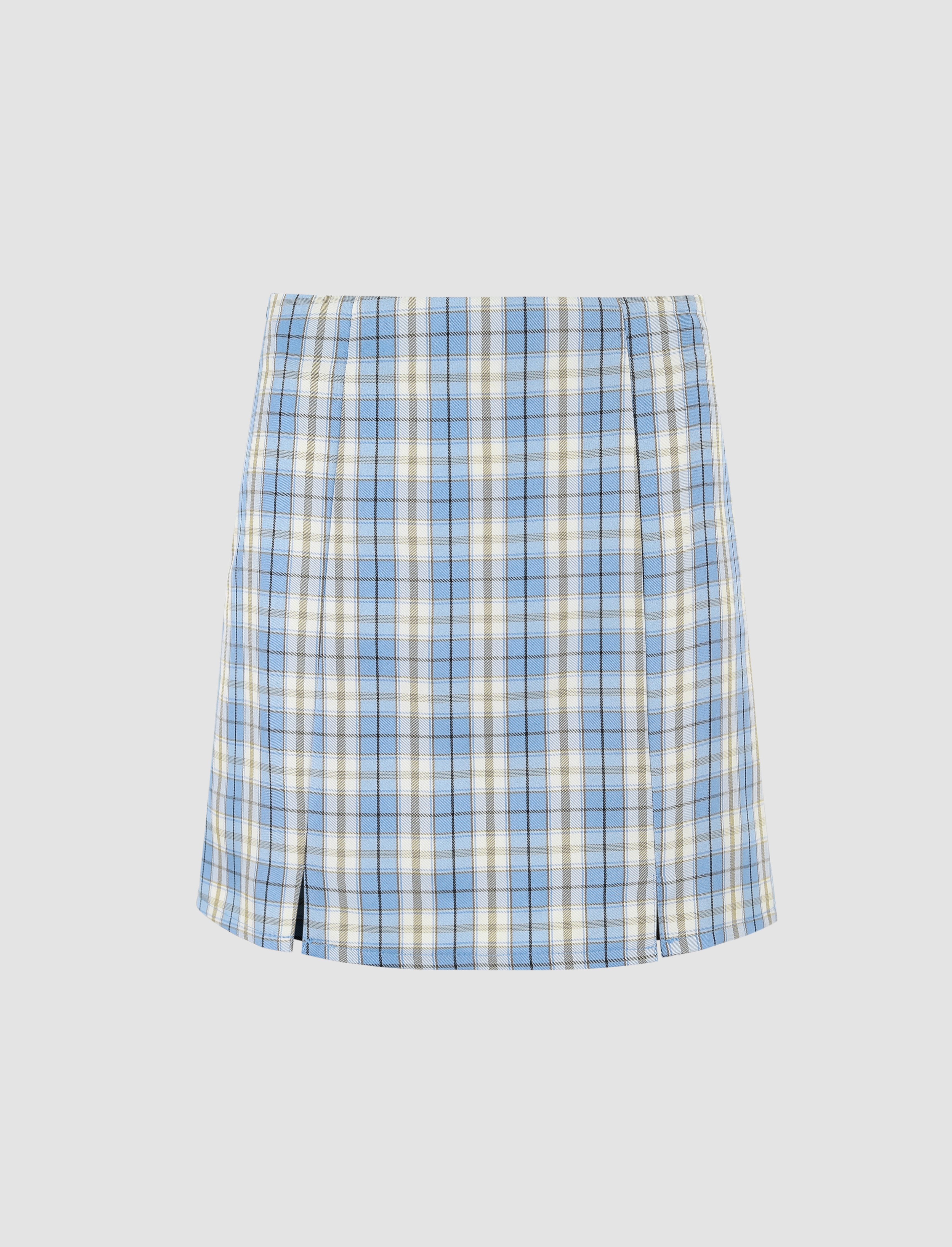 Plaid Mini Skirt With Slit
